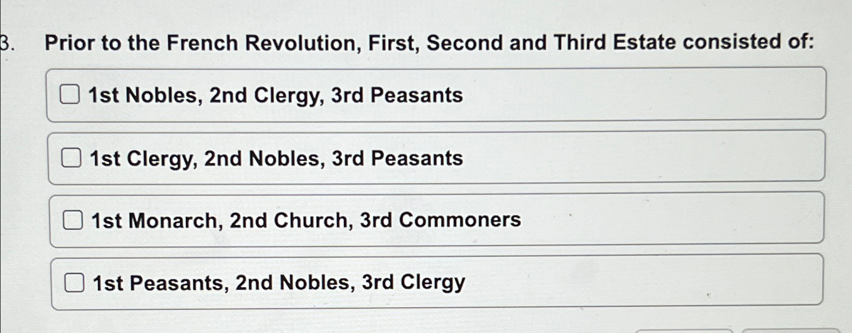 Solved Prior to the French Revolution, First, Second and | Chegg.com