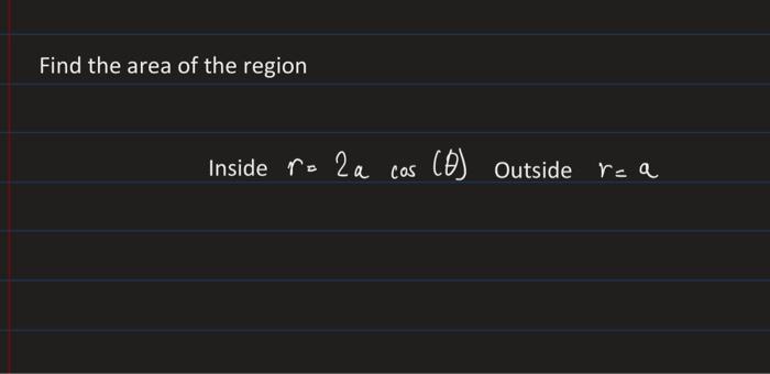 Solved Find the area of the region Inside r = 2a Cos (theta) | Chegg.com