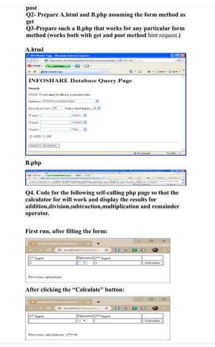 Solved Labworks Create an html file named "A.html" where the | Chegg.com