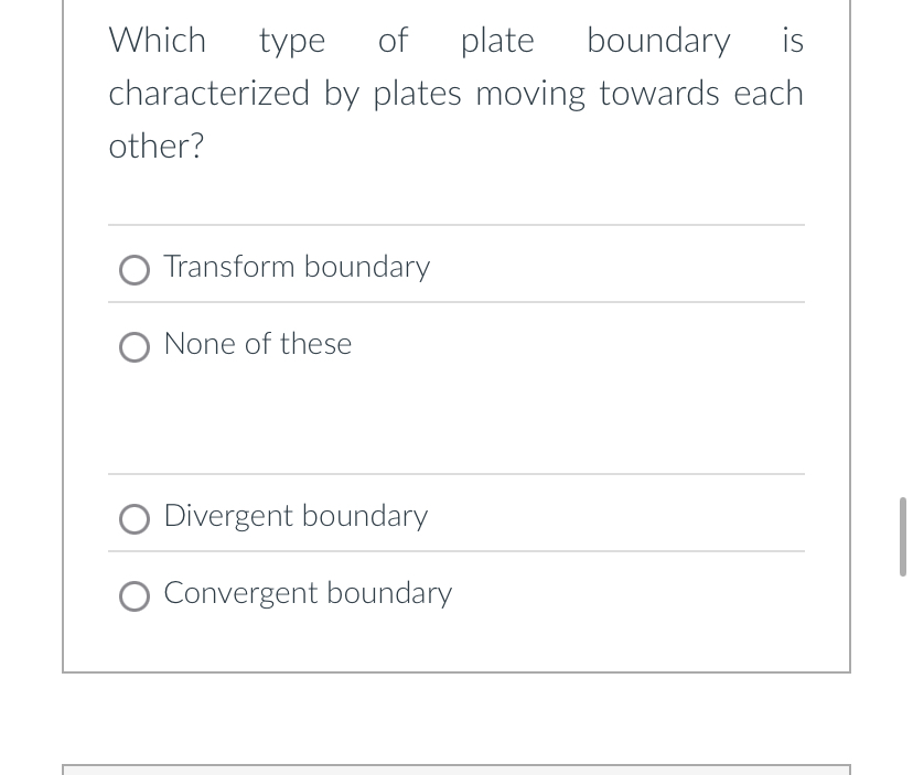 Solved Which type of plate boundary is characterized by | Chegg.com