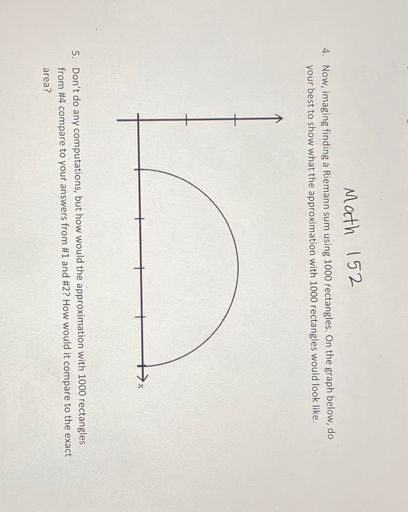 Solved Math 152Now, imaging finding a Riemann sum using 1000 | Chegg.com