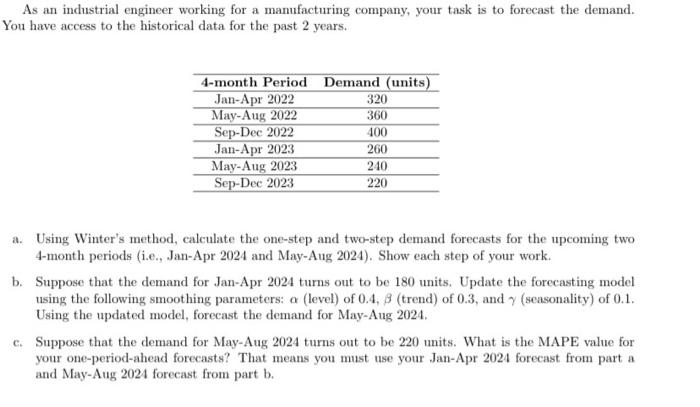 Production systems analysis coursecan you solve part | Chegg.com