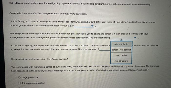 Solved The following questions test your knowledge of group | Chegg.com