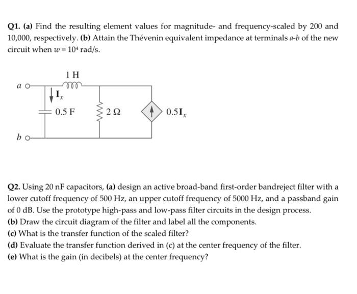 Solved Q1. (a) Find the resulting element values for | Chegg.com