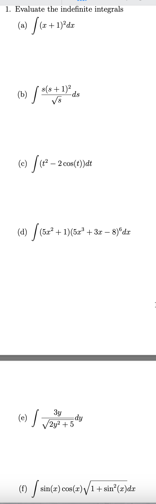 Evaluate the indefinite | Chegg.com