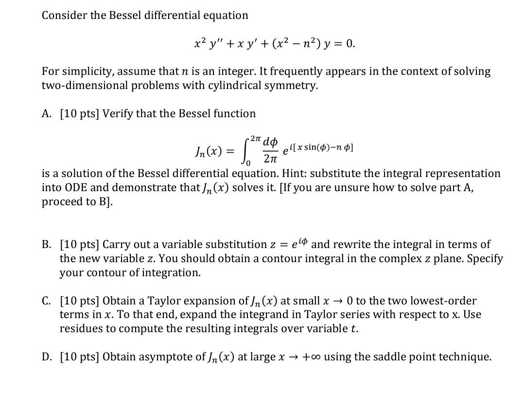 Solved Consider the Bessel differential equation | Chegg.com