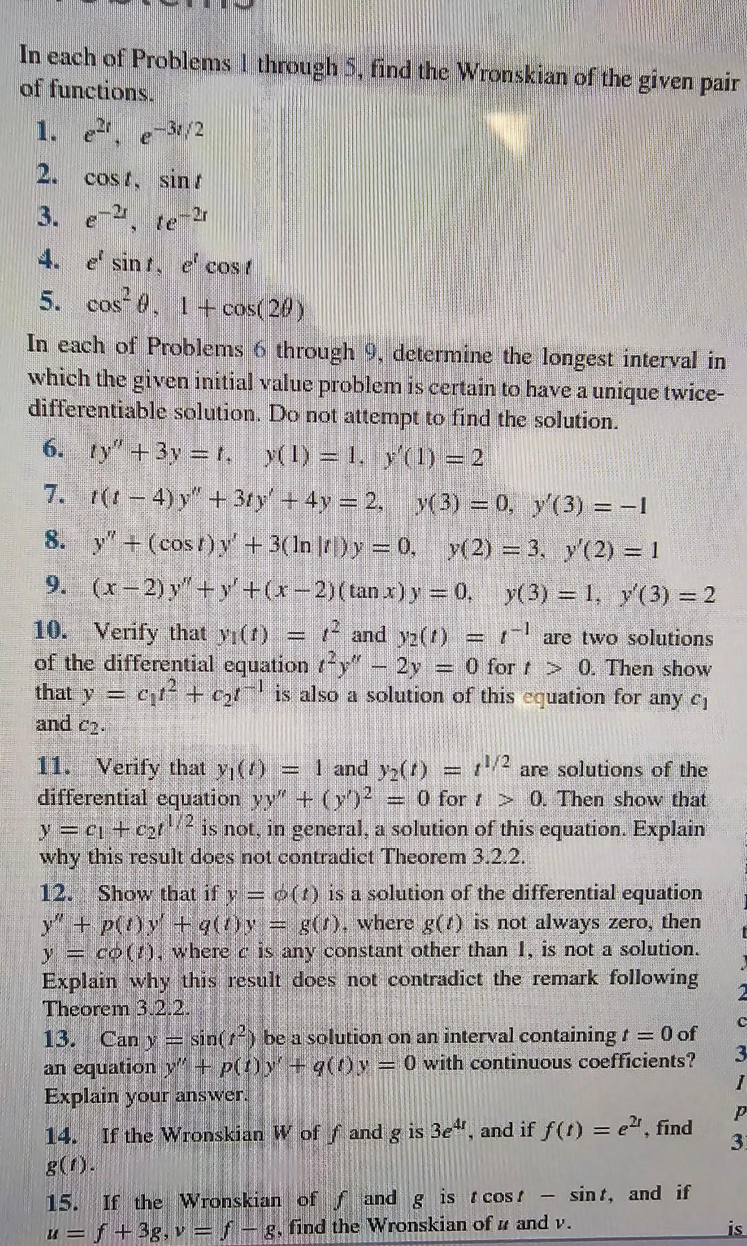 Solved In each of Problems I through S, find the Wronskian | Chegg.com