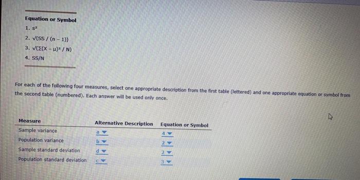 Solved 11. Measures of variability match-up There are | Chegg.com