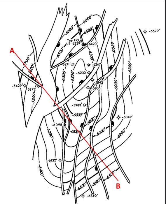 Draw a structure cross-section along line A-B | Chegg.com