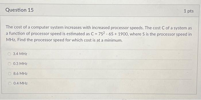 Solved The cost of a computer system increases with | Chegg.com