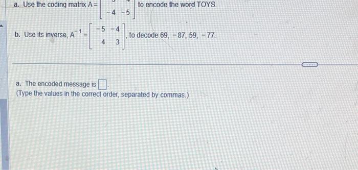 Use the coding matrox A=[3−1002−1] and its inverse | Chegg.com
