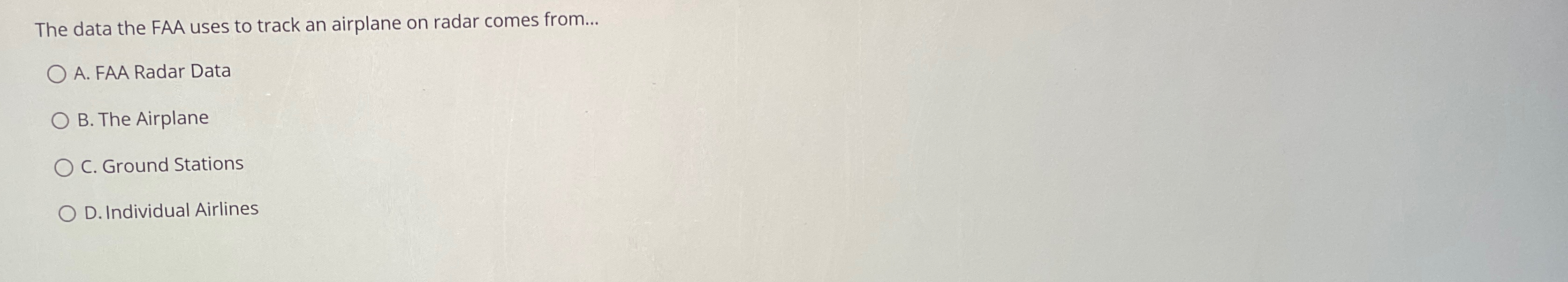 Solved The data the FAA uses to track an airplane on radar | Chegg.com