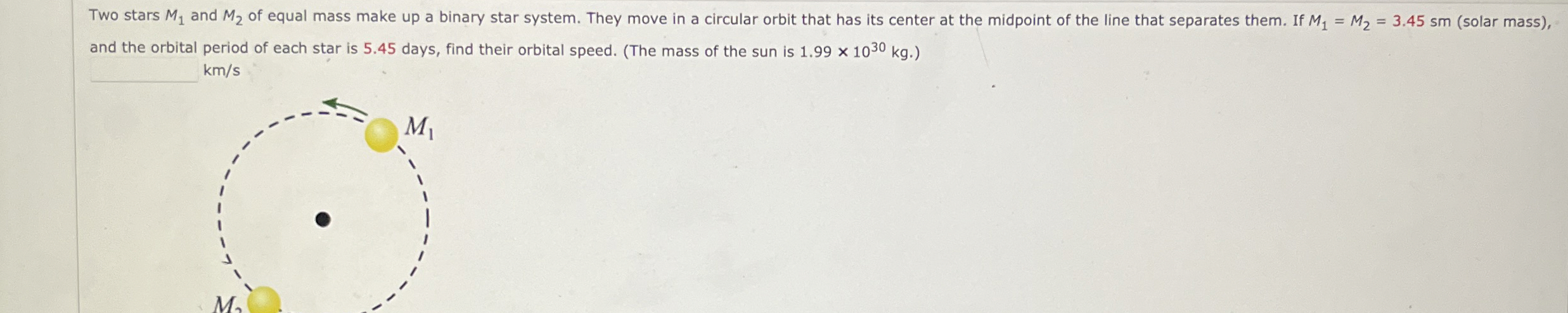 Solved Two stars M1 ﻿and M2 ﻿of equal mass make up a binary | Chegg.com