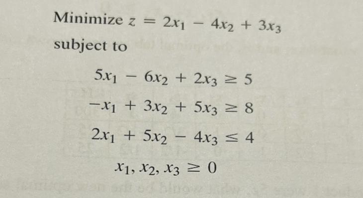 Solved Minimize z=2x1-4x2+3x3subject | Chegg.com