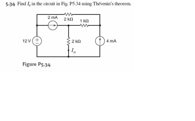 Solved Find I0 in the circuit in Fig.P5.34 using Thevenin | Chegg.com