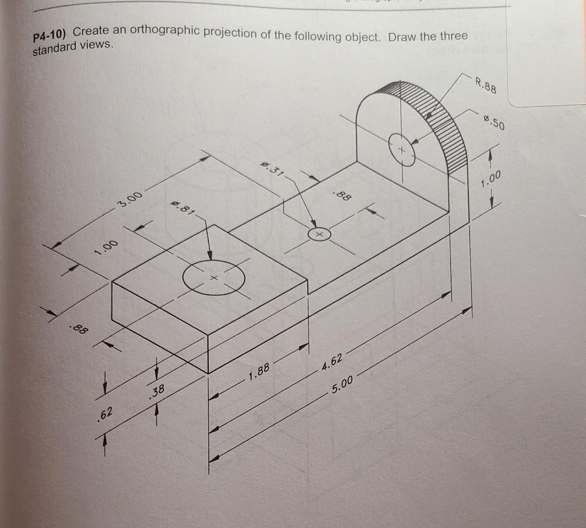 Solved please draw in 3rd angle projection to scale thank I | Chegg.com