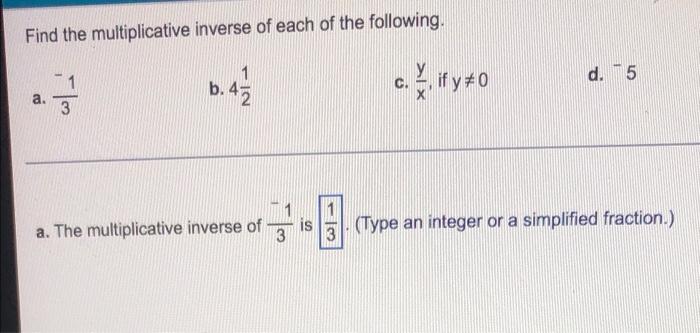 Solved Find the multiplicative inverse of each of the | Chegg.com