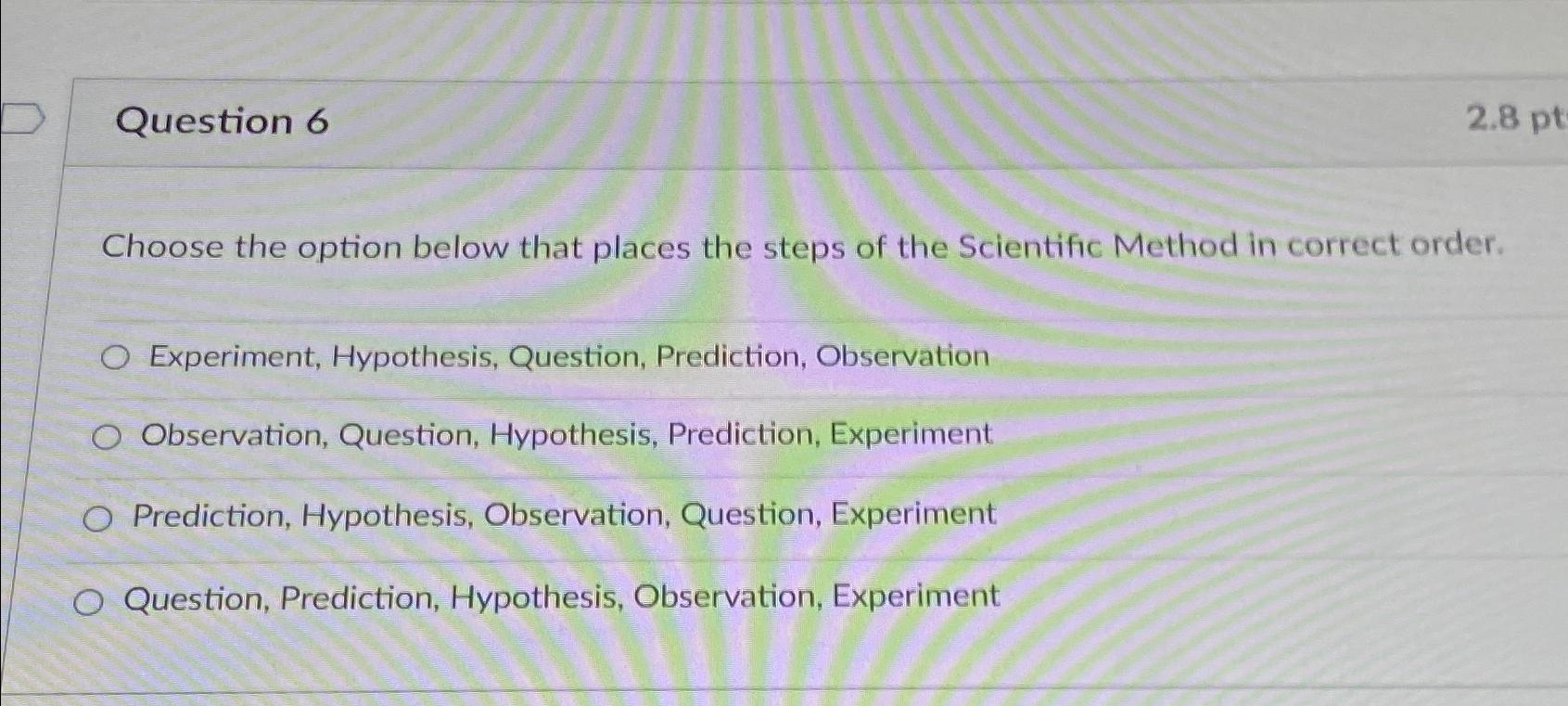 Solved Question 6Choose the option below that places the | Chegg.com