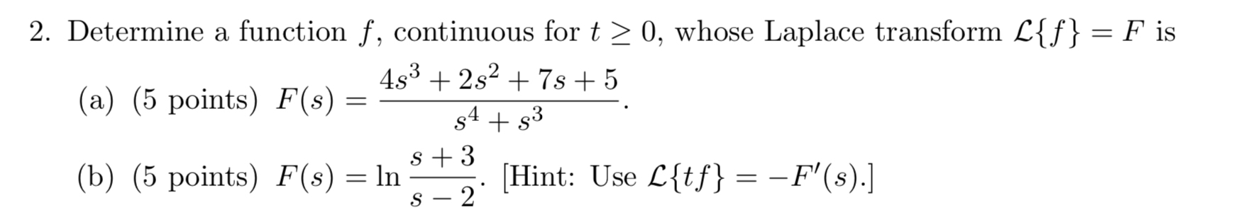 Solved Determine a function f, ﻿continuous for t≥0, ﻿whose | Chegg.com