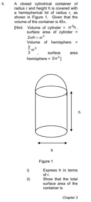 Solved 4. A closed cylindrical container of radius r and | Chegg.com