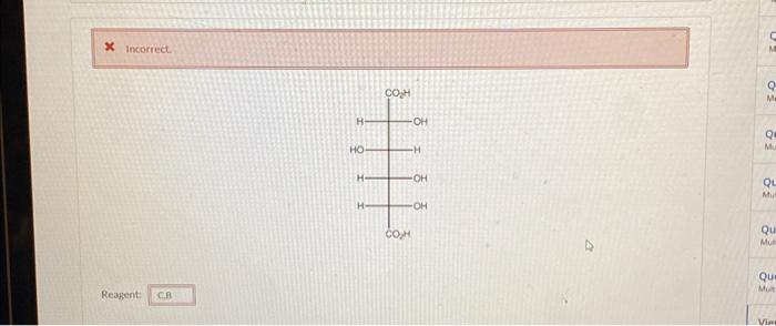 x incorrect. Reagent: CAUsing the following table, | Chegg.com