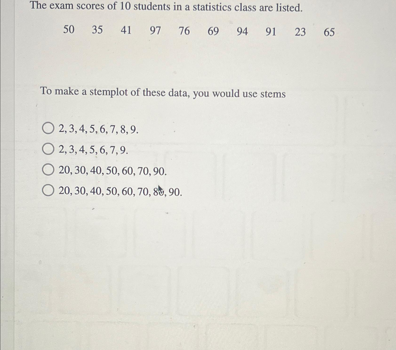 Solved The exam scores of 10 ﻿students in a statistics class | Chegg.com