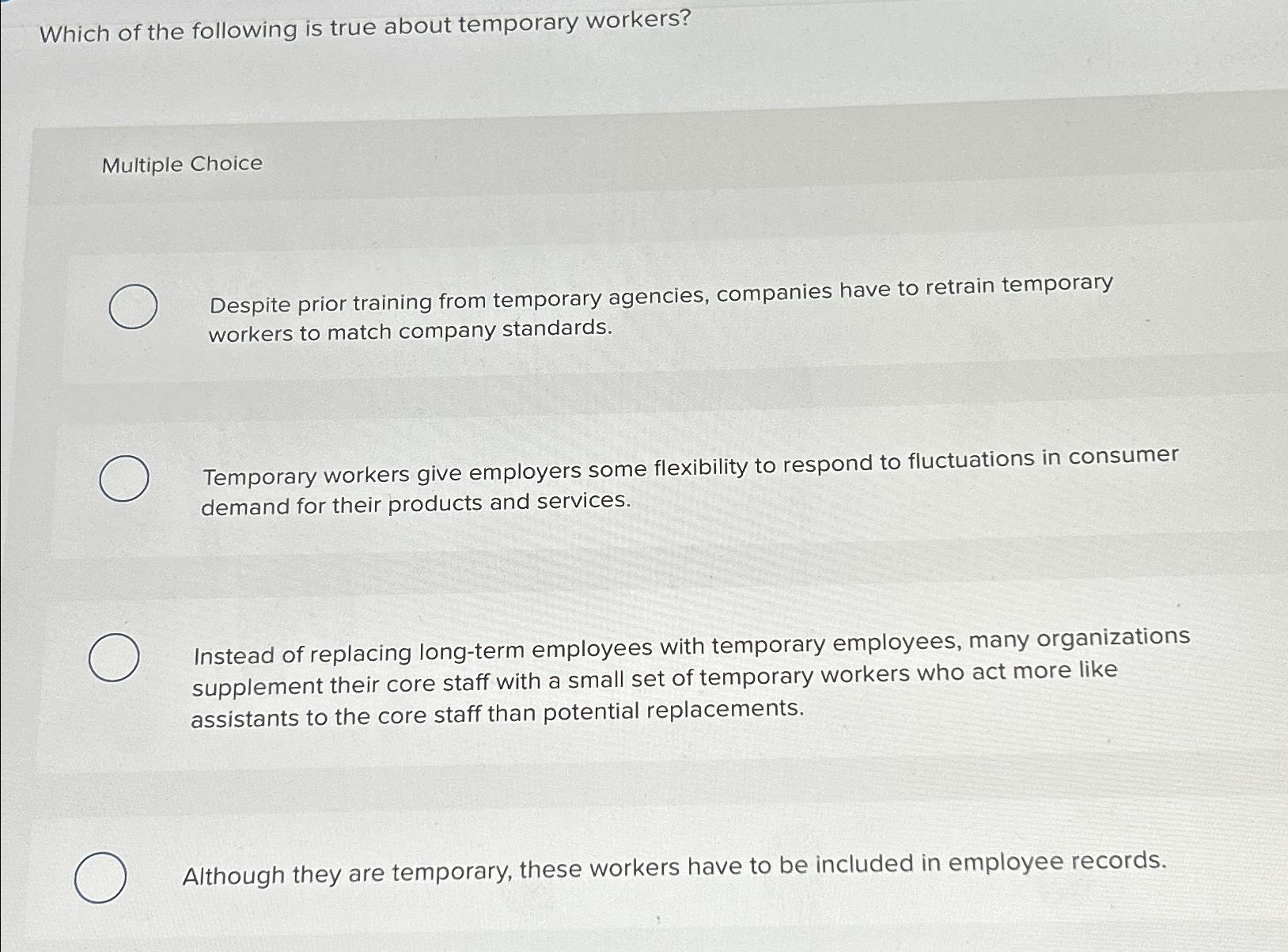 Solved Which of the following is true about temporary | Chegg.com