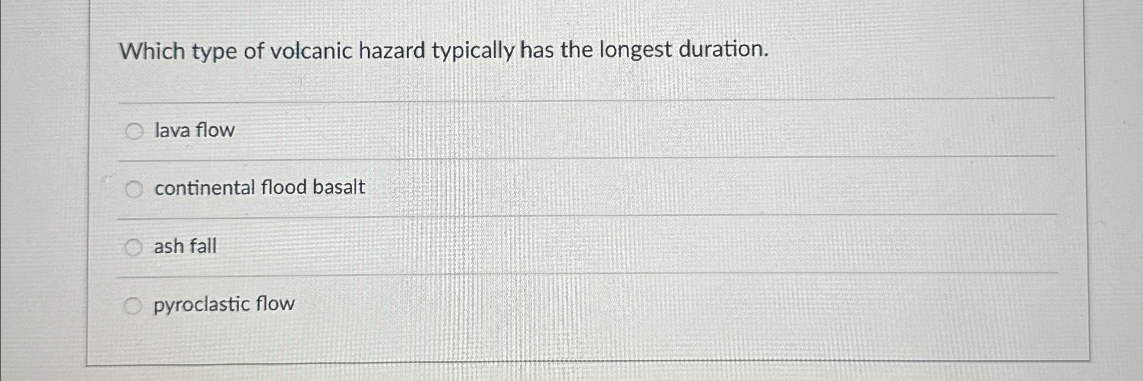 Solved Which type of volcanic hazard typically has the | Chegg.com