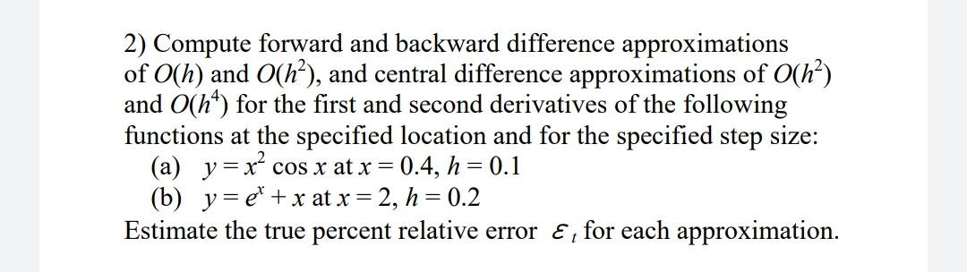 Solved 2 Compute Forward And Backward Difference