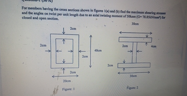 Solved For members having the cross sections shown in | Chegg.com