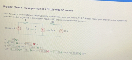 Solved Problem 10.046 - ﻿Superposition in a clrcult with DC | Chegg.com