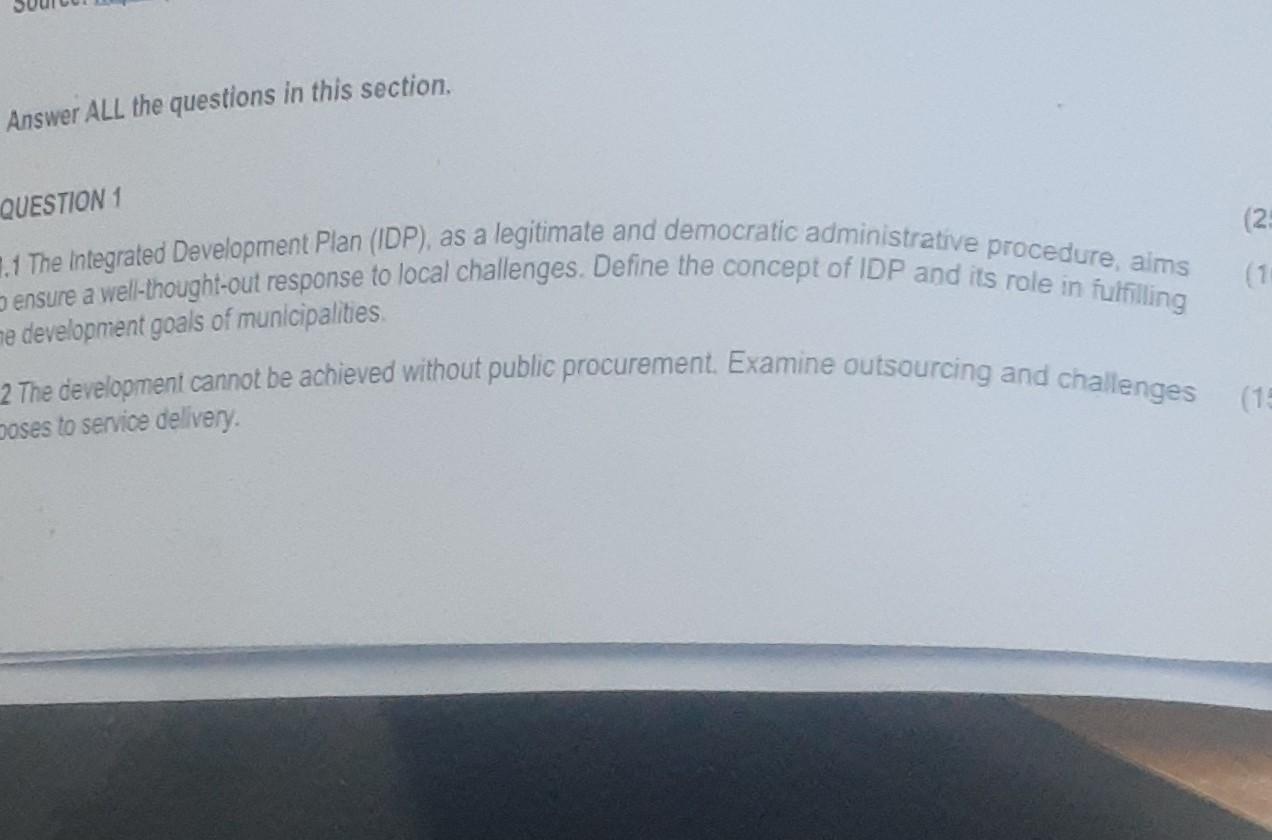 Answer ALL the questions in this section. QUESTION 1 | Chegg.com