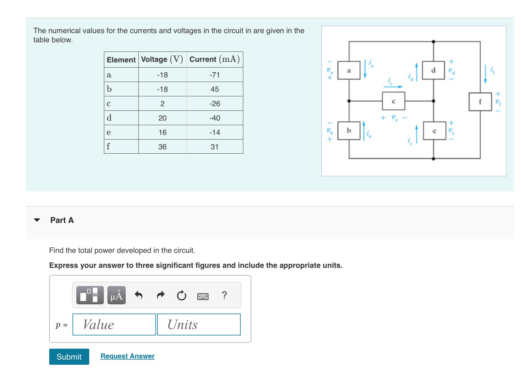Solved The numerical values for the currents and voltages in | Chegg.com