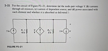Solved by an EXPERT 2-21 ﻿For the circuit of Figure P2-21, ﻿determithe | Chegg.com