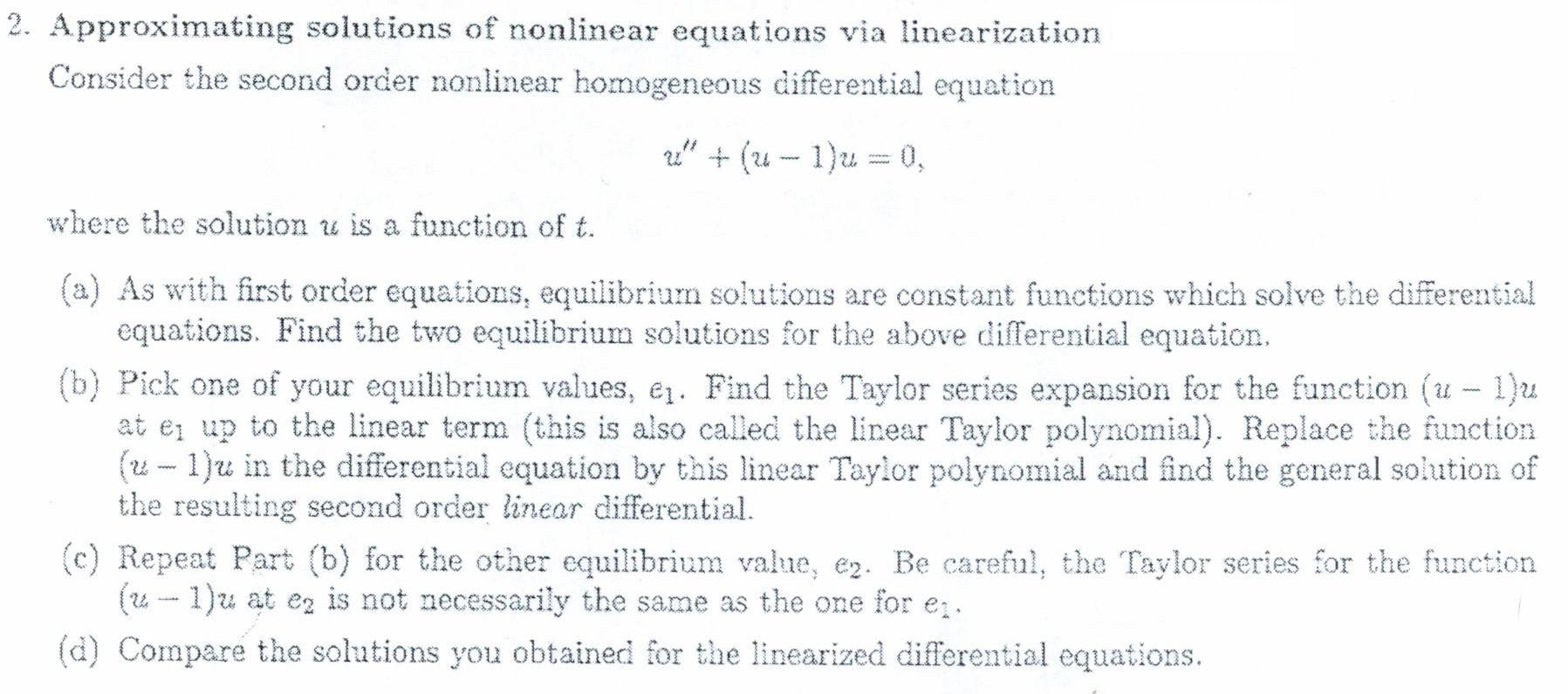 Solved Approximating solutions of nonlinear equations via | Chegg.com