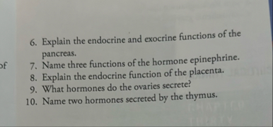 Solved Explain the endocrine and exocrine functions of the | Chegg.com
