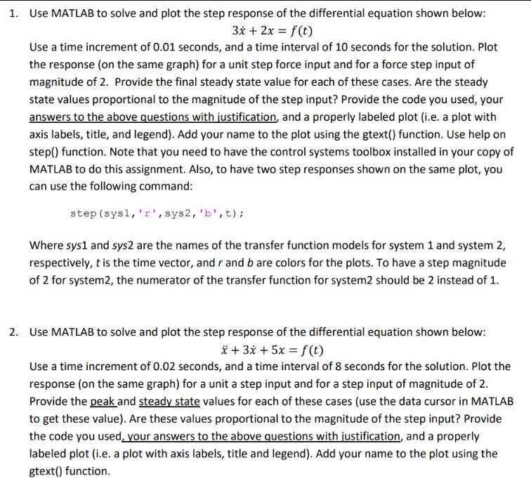 electrical engineering Use MATLAB to solve and plot | Chegg.com