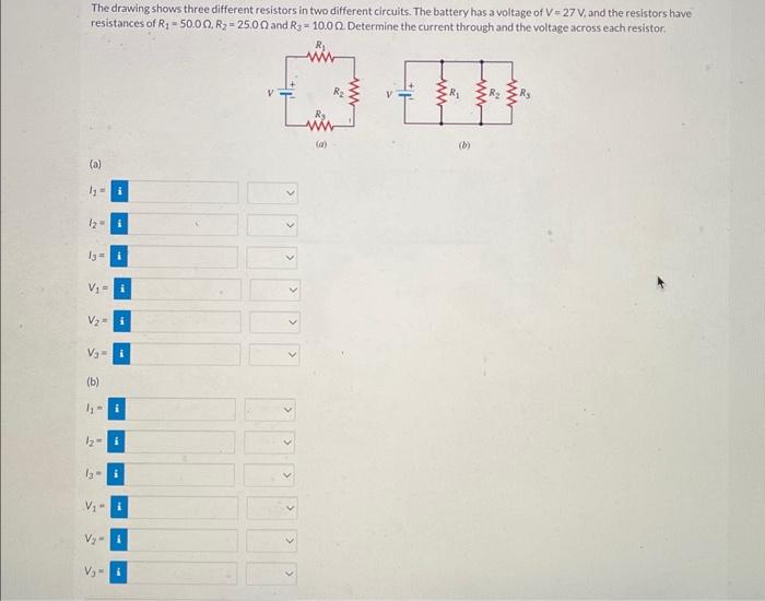 Solved The drawing shows three different resistors in two | Chegg.com