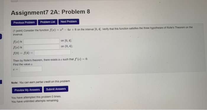 Solved Assignment7 2A: Problem 8 Previous Problem Problem | Chegg.com