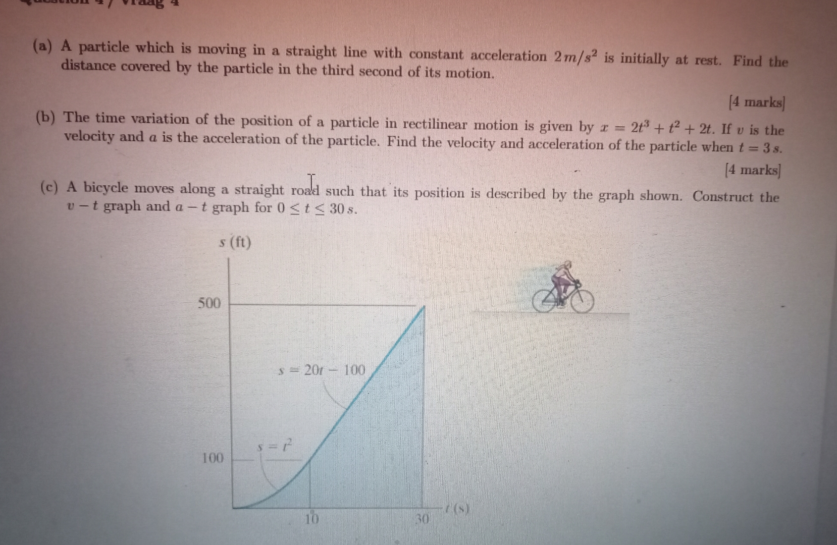 Solved (a) ﻿A particle which is moving in a straight line | Chegg.com