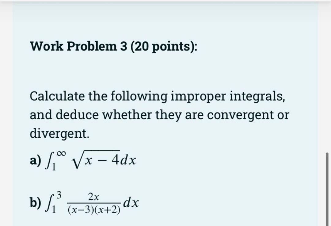 Solved Work Problem 3 (20 points): Calculate the following | Chegg.com Solved Work Problem 3 (20 points): Calculate the following | Chegg.com