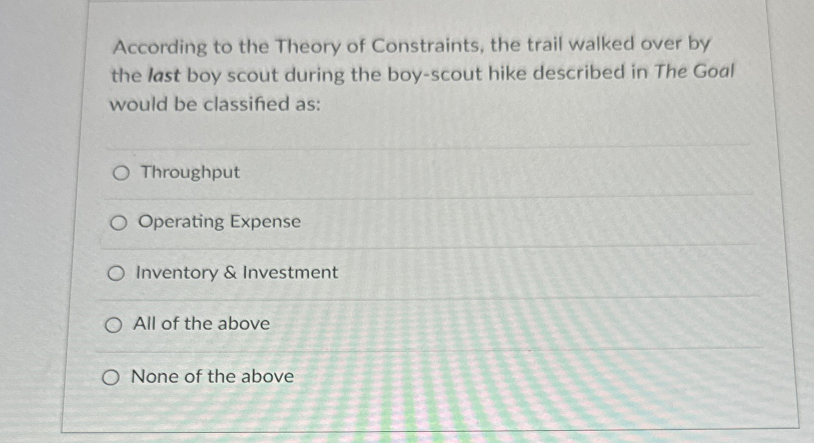 Solved According to the Theory of Constraints, the trail | Chegg.com