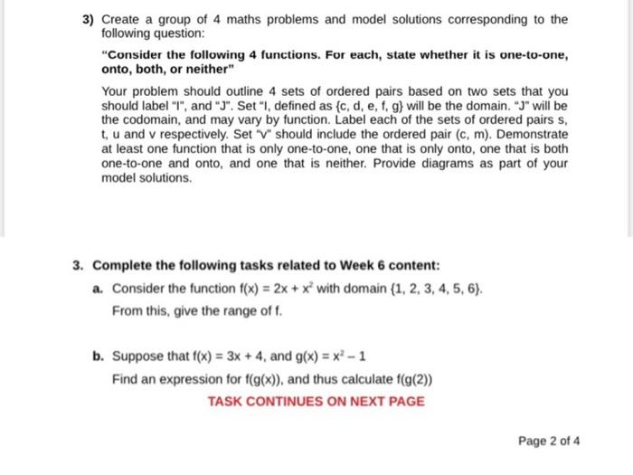 Solved 3) Create a group of 4 maths problems and model | Chegg.com