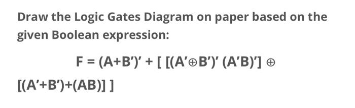 Solved Draw the Logic Gates Diagram on paper based on the | Chegg.com
