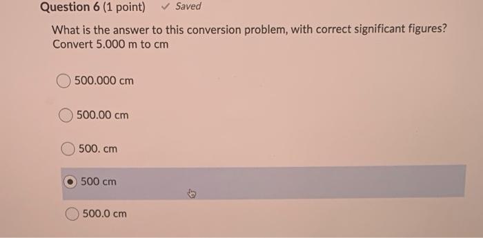 Solved Question 6 (1 point) Saved What is the answer to this | Chegg.com