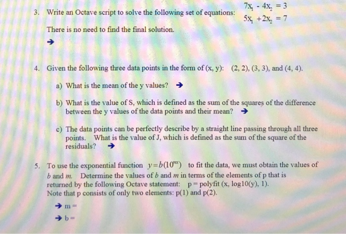 Solved Octave script to solve the following set of | Chegg.com