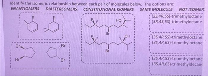 Solved Identify the isomeric relationship between each pair | Chegg.com