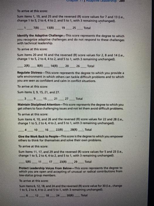 Solved Complete the Adaptive Leadership Questionnaire. | Chegg.com