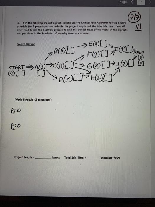 Solved Page 7 17 6 For The Following Project Digraph 