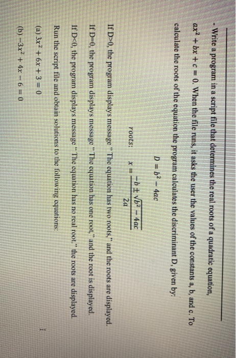 Solved - Write a program in a script file that determines | Chegg.com